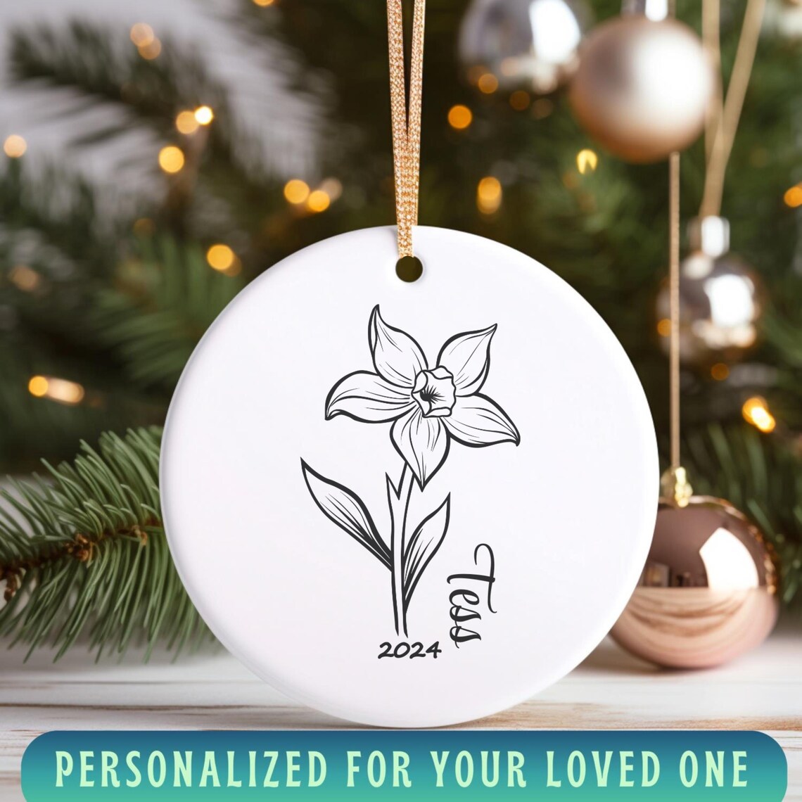 Custom Birth Flower Ornament, Birthflower Keepsake, Birth Month Flower ...