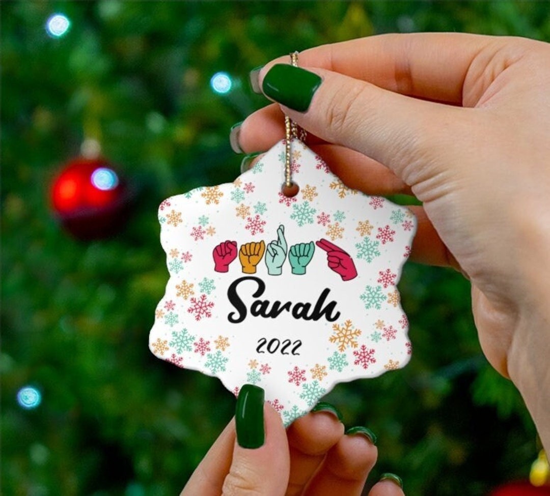Christmas ASL, ASL Name Ornament, Snowflake Ornament, Custom Ornament ...