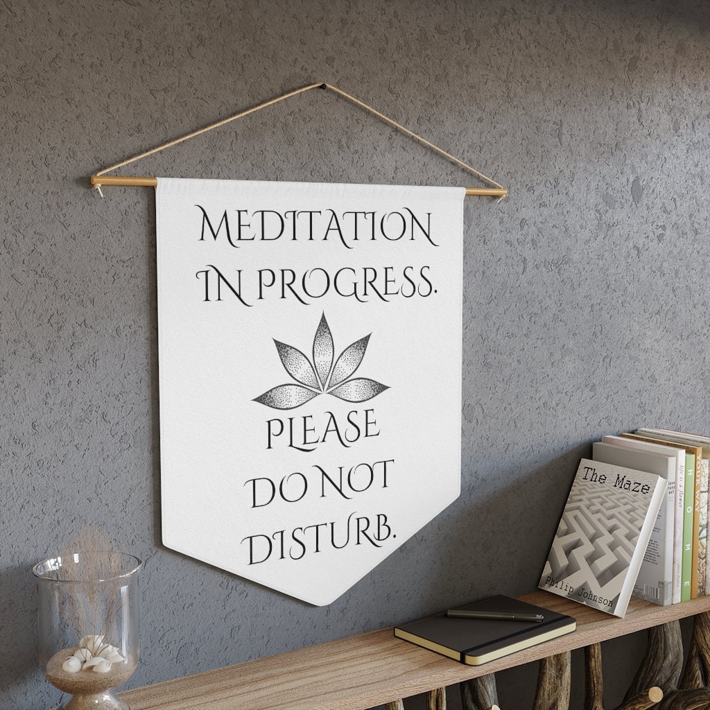 Meditation Do Not Disturb Pennant, Meditating Sign, Do Not Disturb Sign ...