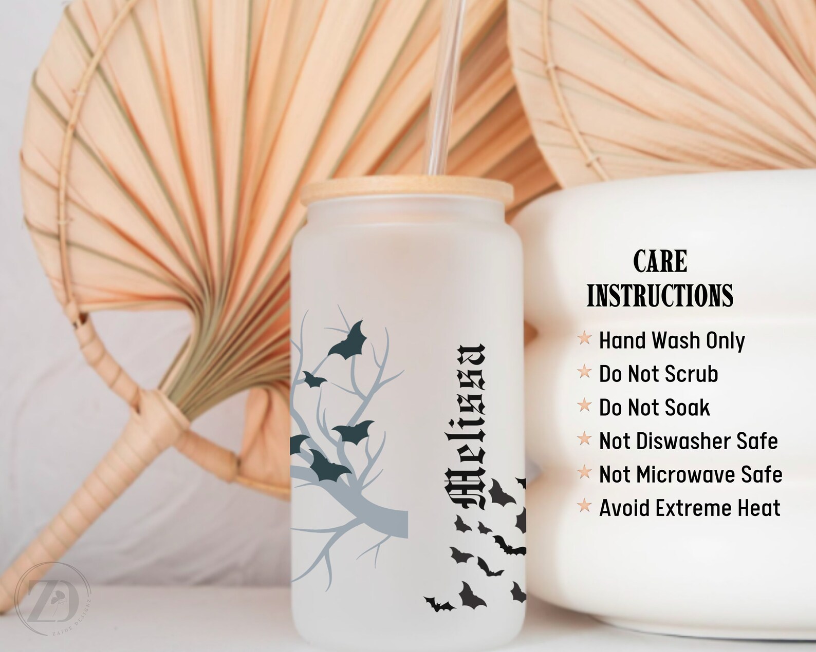 Custom Bat Frosted Cup, Personalized Bat Glass Cup, Halloween Drinkware ...