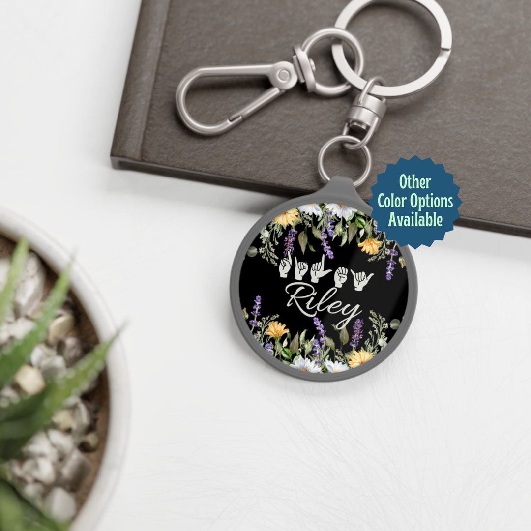 ASL Wildflower Keychain Personalized, Sign Language Keychain, ASL Gifts ...