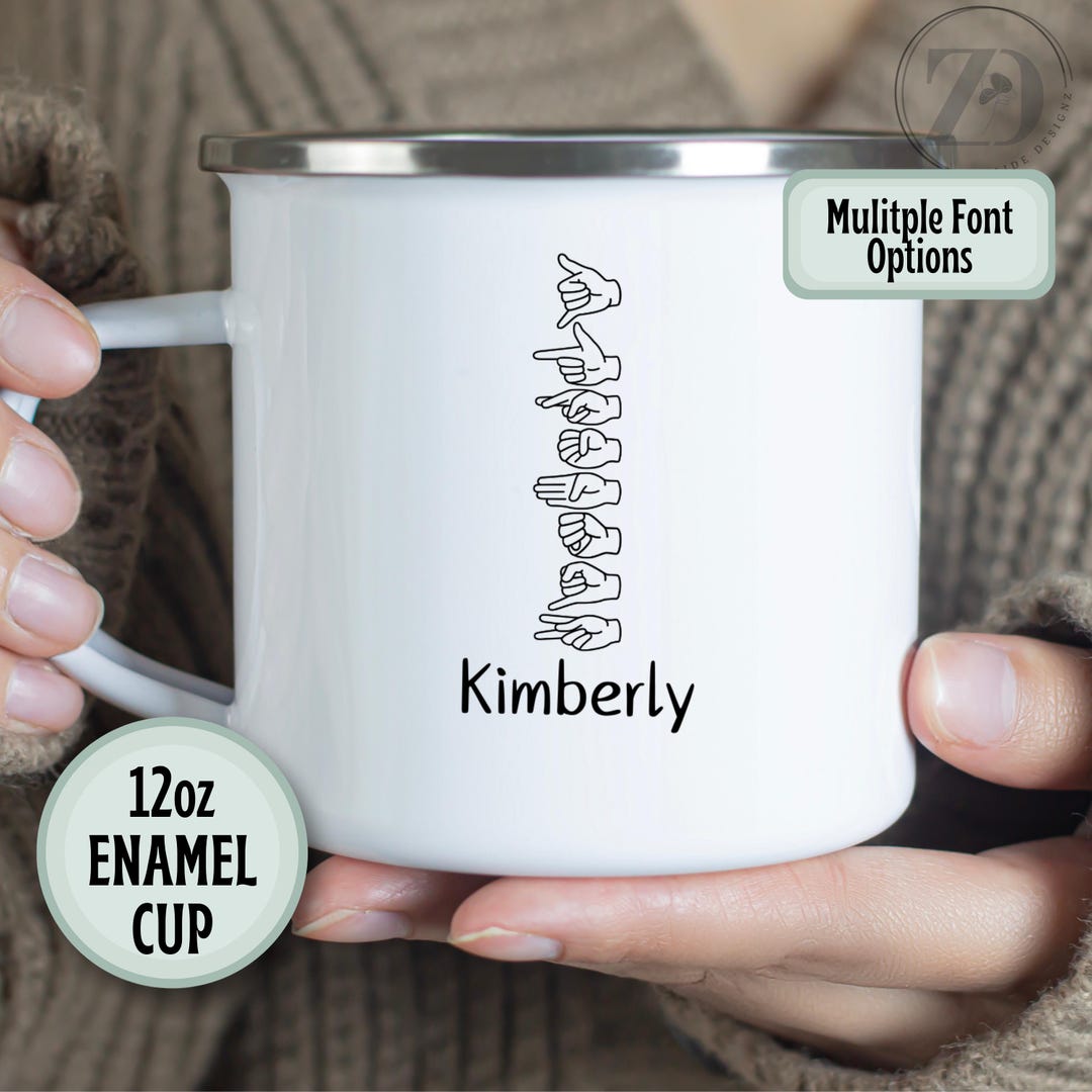 ASL Personalized Camping Mug, Custom ASL Hot Chocolate Cup, Sign ...