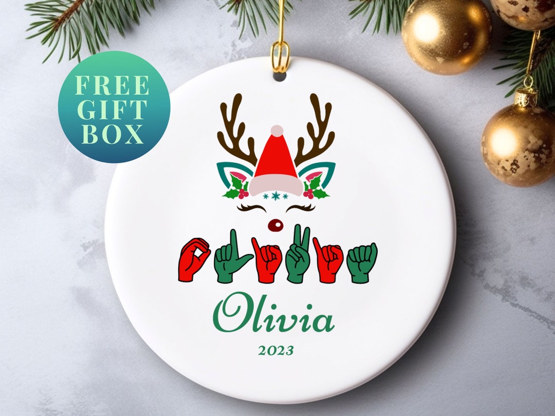 Christmas ASL Personalized Ornament, Sign Language Custom Gift Ornament ...