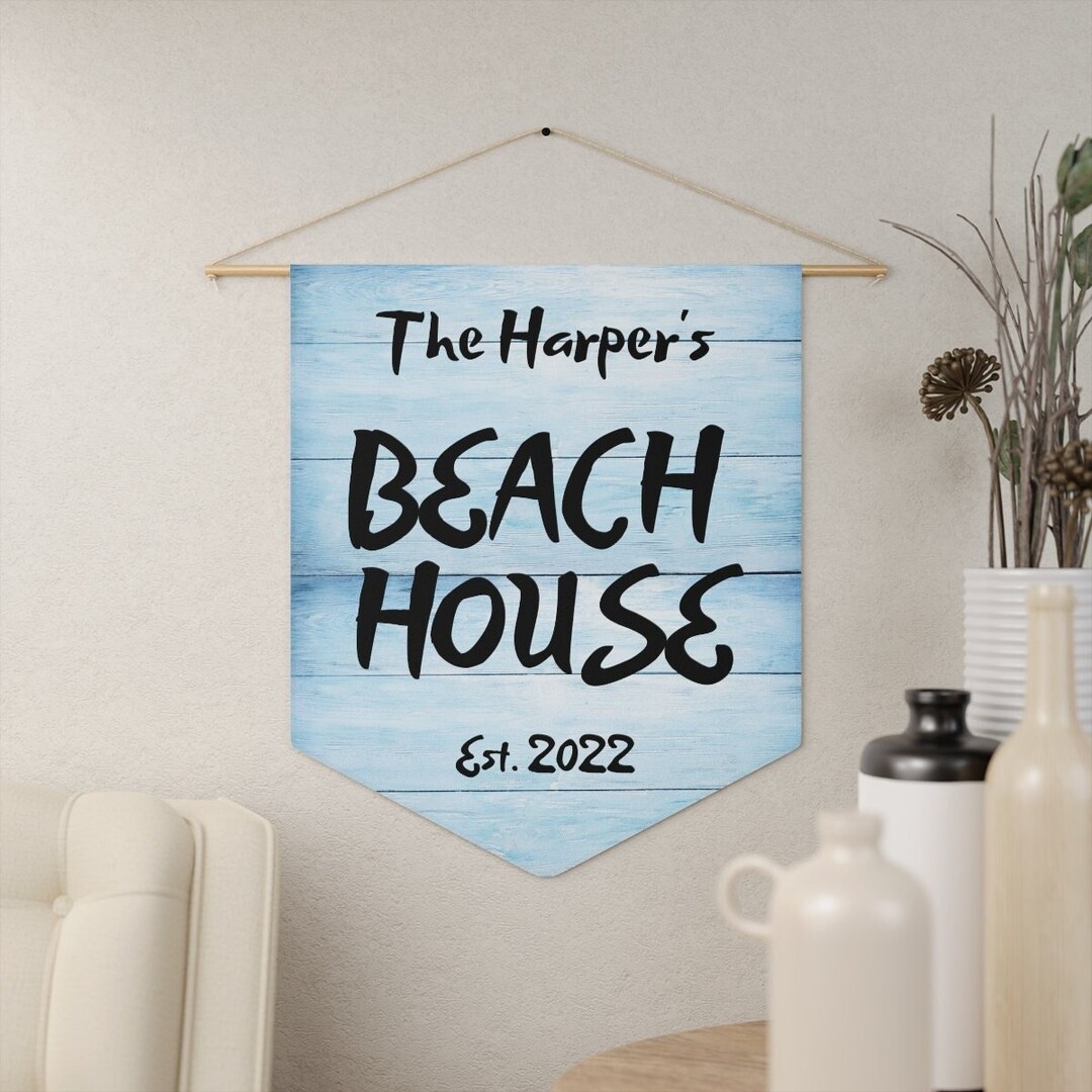 Beachhouse Sign Custom Beach House Sign Personalized Pennant - Etsy