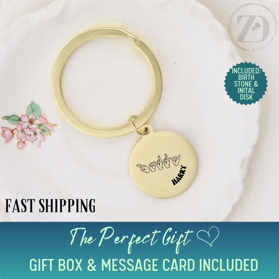 ASL Keychain, Personalized American Sign Language Keychain Gift, ASL ...