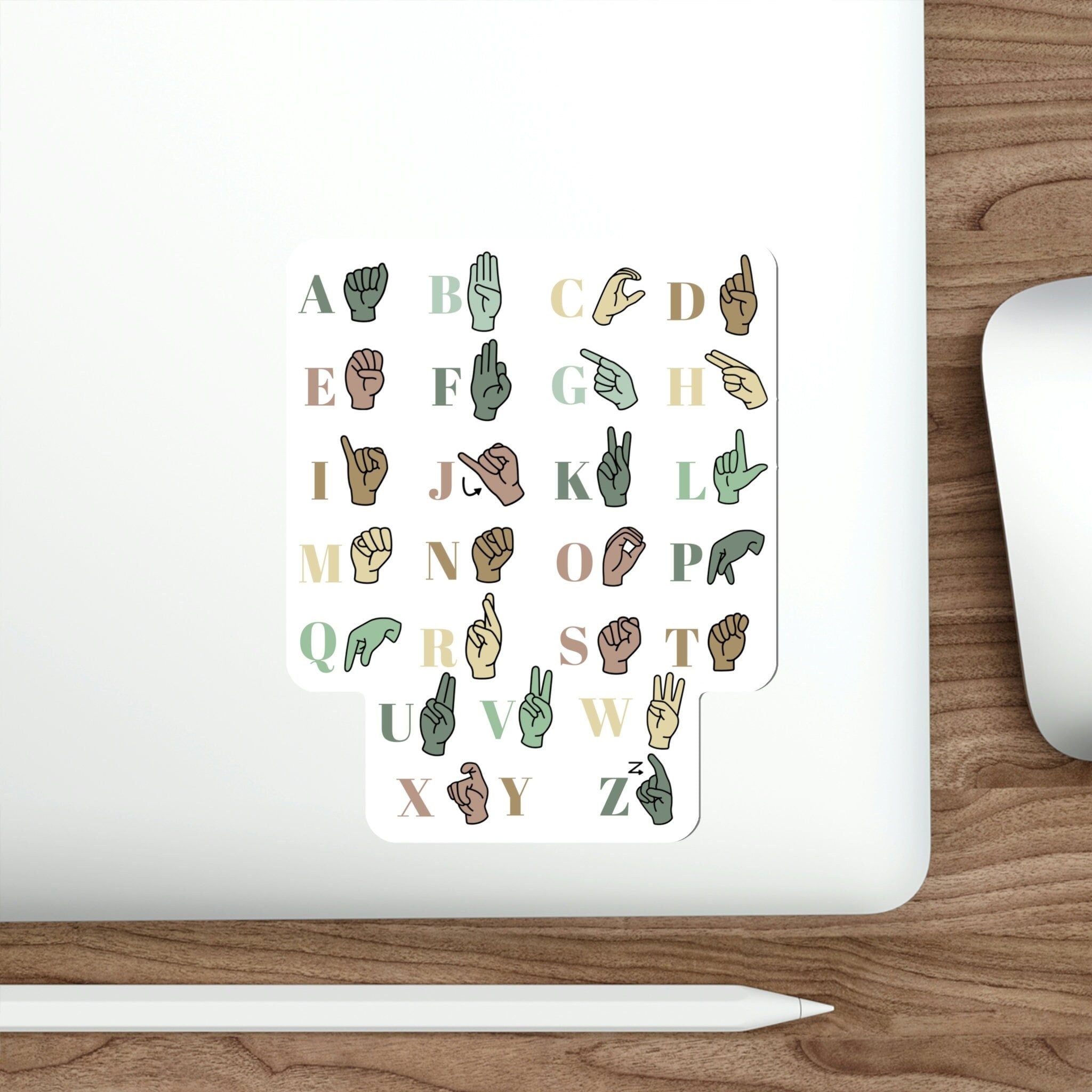 ASL Alphabet Stickers, ASL Learning Die-cut Stickers, Sign Language ...