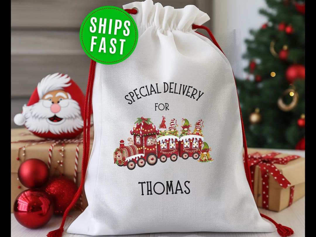 Train Santa Bag, Custom Christmas Train Santa Bag, Christmas Santa Bag ...