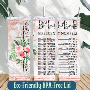 Bible Emergency Numbers Personalized Tumbler, Faith Bible Tumbler ...