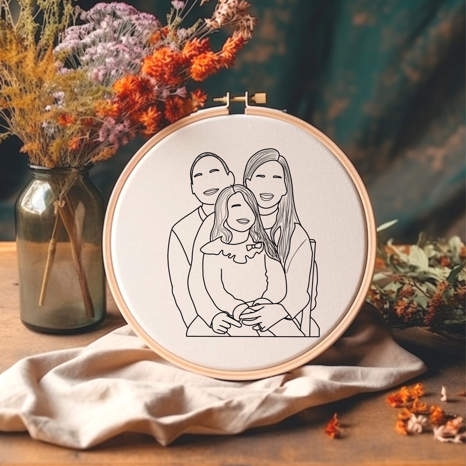 Custom Hand Embroidery Pattern, Faceless Portrait, Diy Embroidery ...