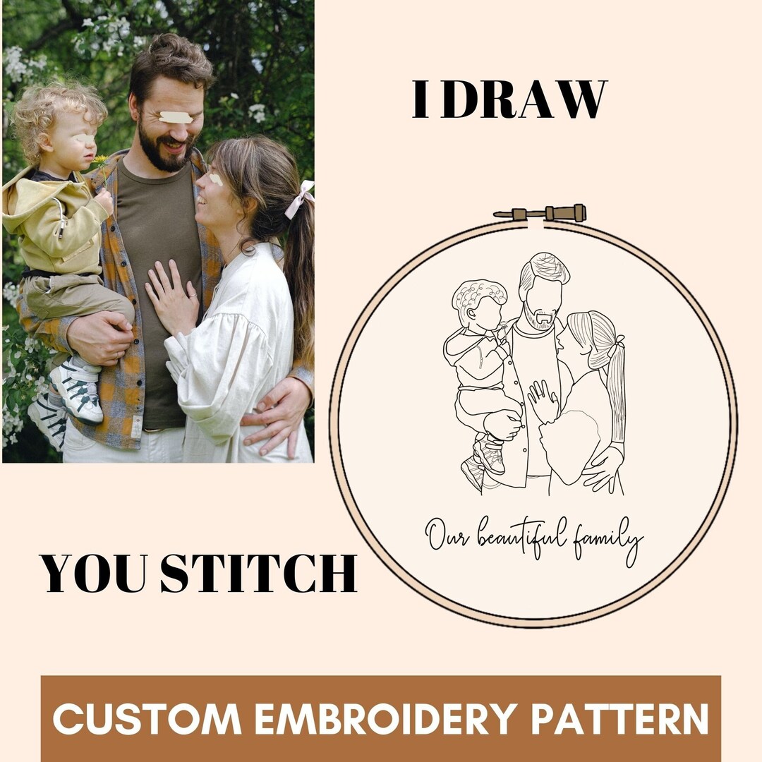 Custom Hand Embroidery Pattern, Faceless Portrait, Diy Embroidery ...