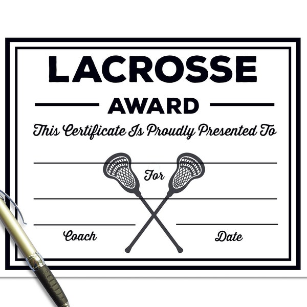 Lacrosse Certificate Template - Etsy