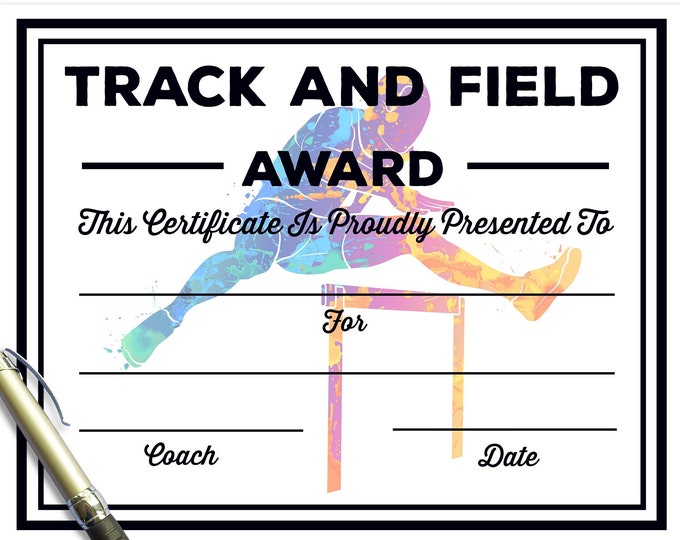 Track and Field Certificate Instant Download / Track and Field Awards ...