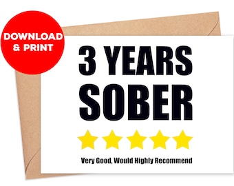 3 Years Sober Card - Etsy