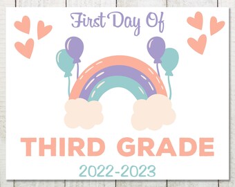 First Day of Third Grade Sign, First Day of School Sign, Printable ...