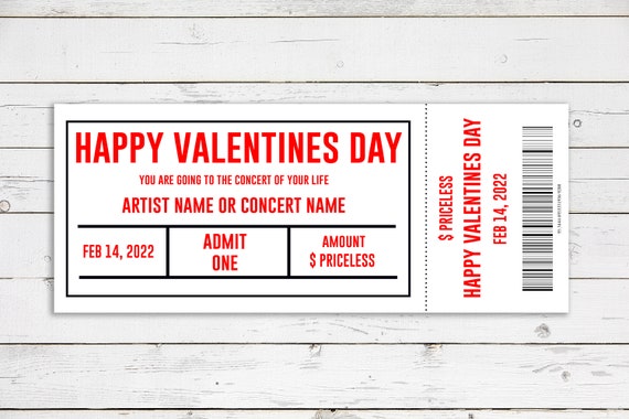 Printable Concert Ticket Printable Concert Ticket Gift | Etsy