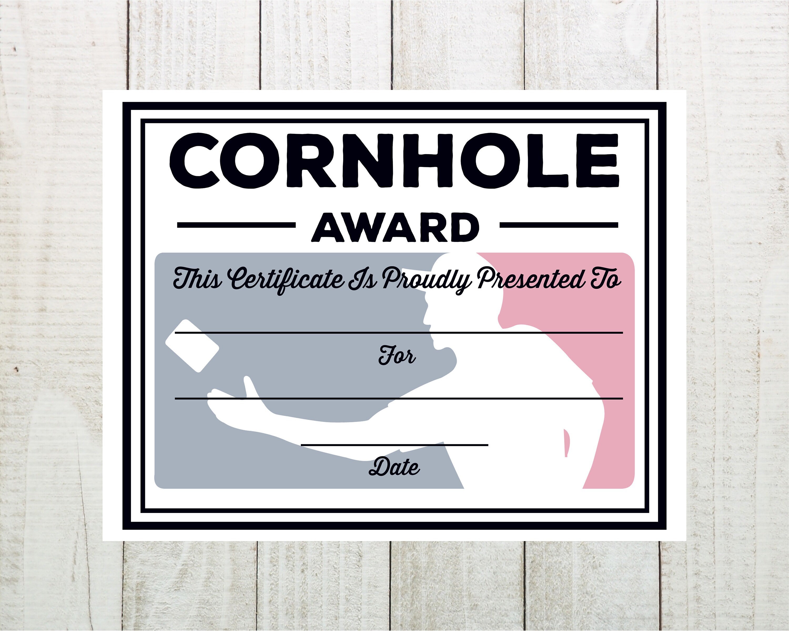 Printable Cornhole Certificate, Cornhole Award, Corn Hole Award, Corn ...