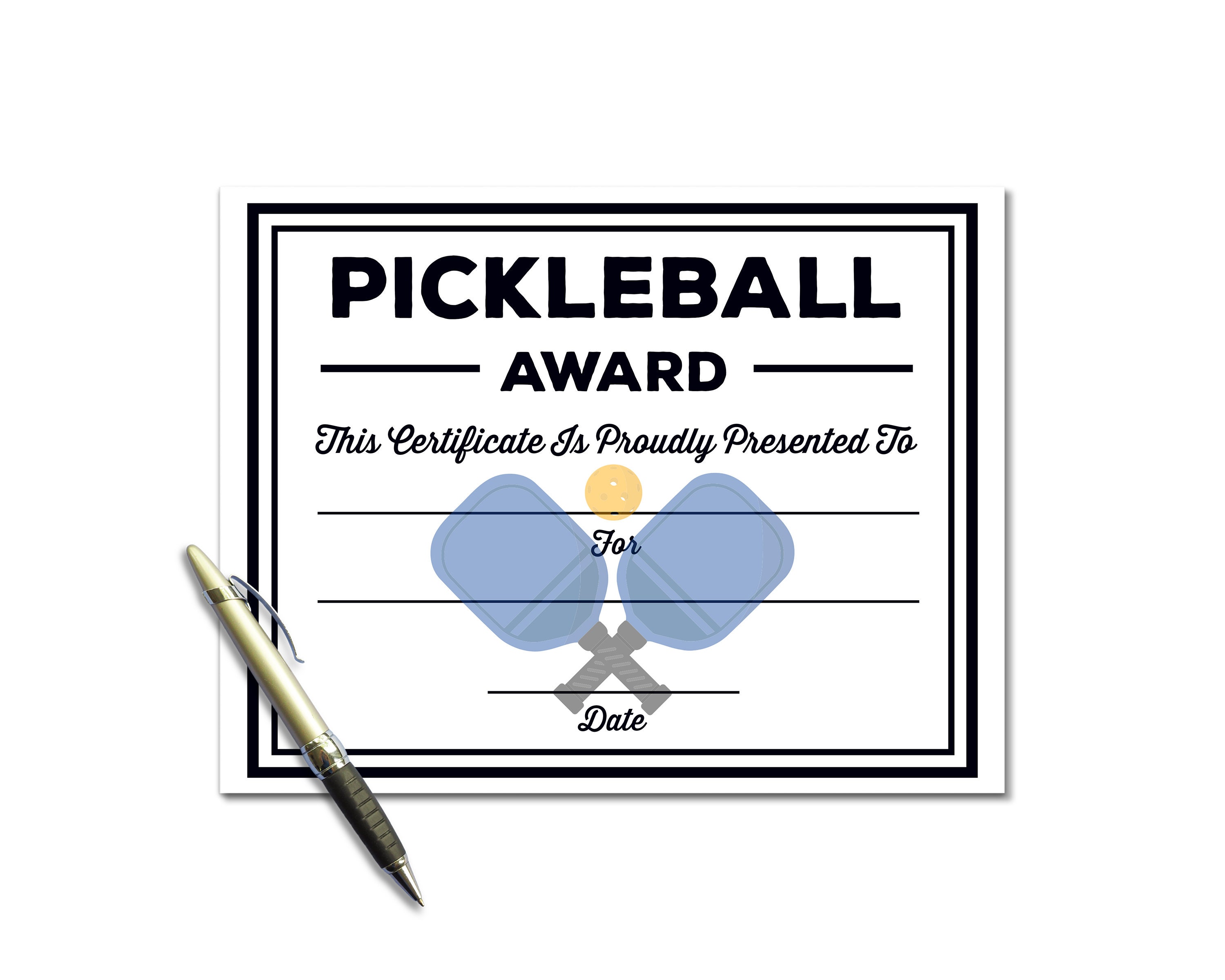 Pickleball Award, Pickleball Certificate, Pickle Ball Award, Pickle ...