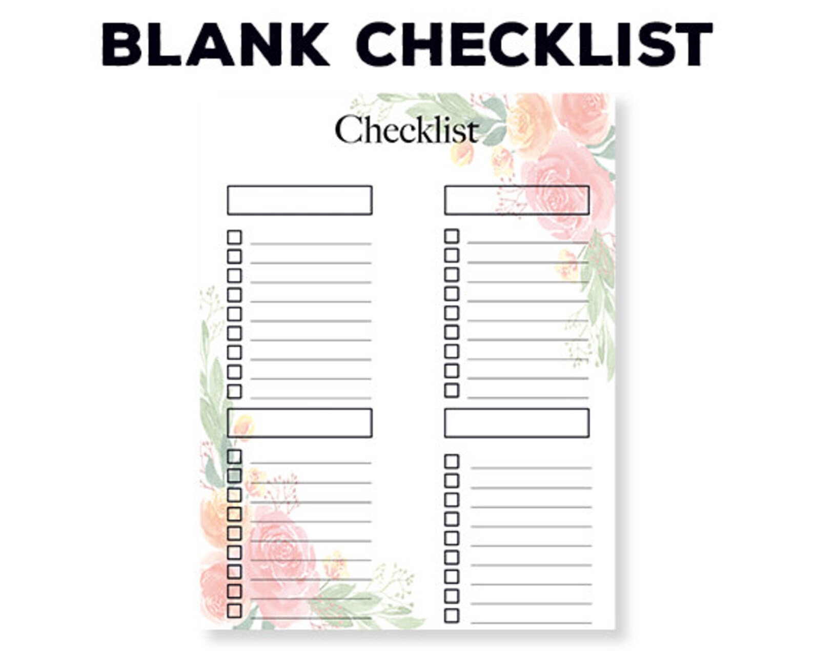 Blank Checklist, Printable Checklist, Printable to Do List, Simple ...