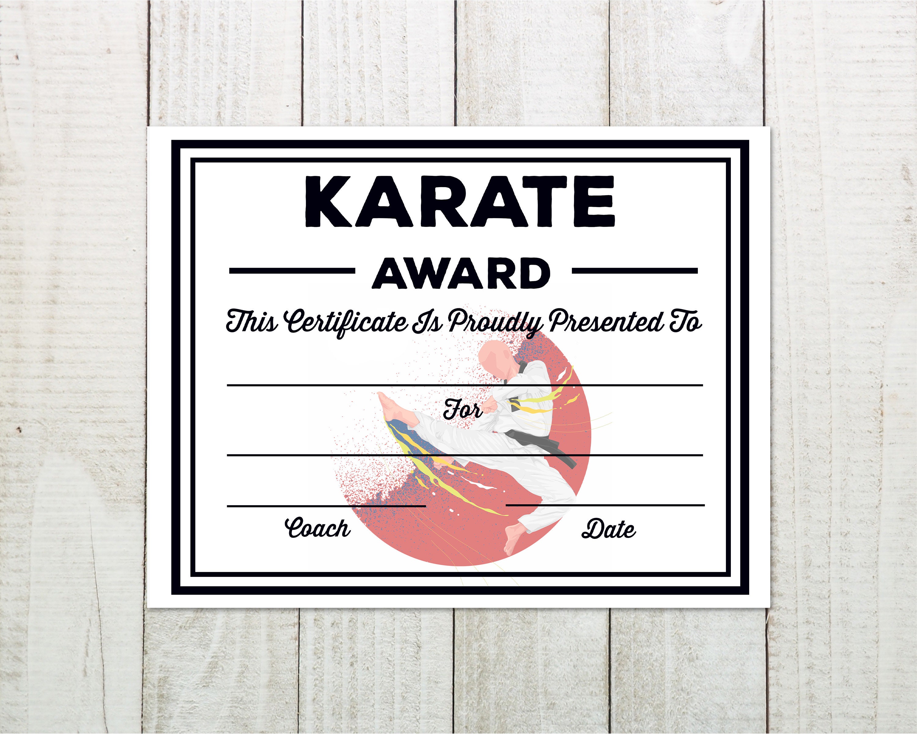 Karate Certificate Instant Download / Karate Awards / Karate ...