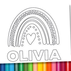Boho Rainbow Coloring Page, Kids Birthday Coloring Page, Birthday ...