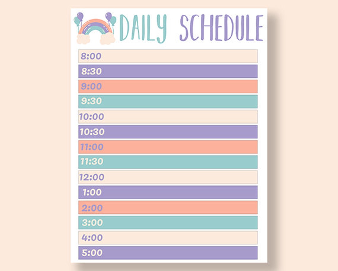 Printable Daily Schedule, Homeschool Schedule Printable, Daily School ...