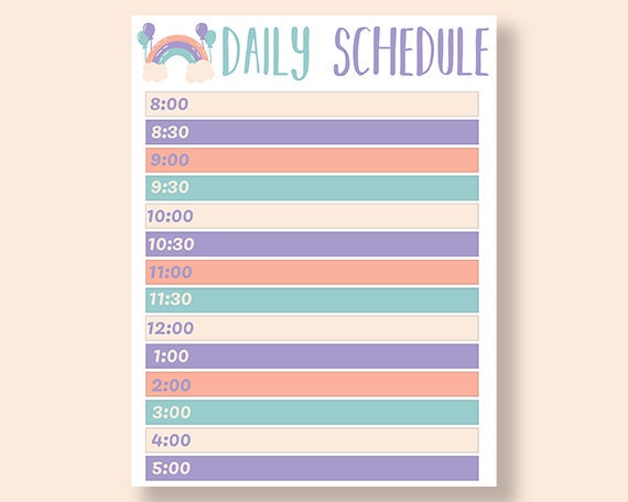 Printable Daily Schedule Homeschool Schedule Printable Daily - Etsy
