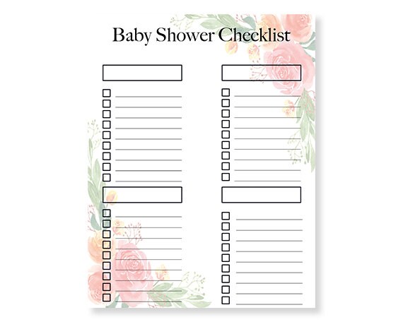 Baby Shower Checklist, Baby Shower Planner, Babyshower Checklist, Baby ...