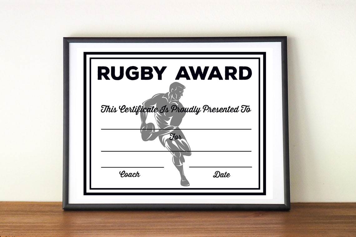 Rugby Certificate Instant Download / Rugby Award / Rugby Participation ...