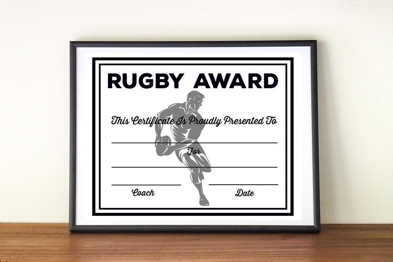 Rugby Certificate Instant Download / Rugby Award / Rugby Participation ...