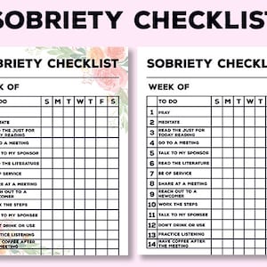 Printable Sobriety Checklist, Sober Checklist, Recovery Checklist ...