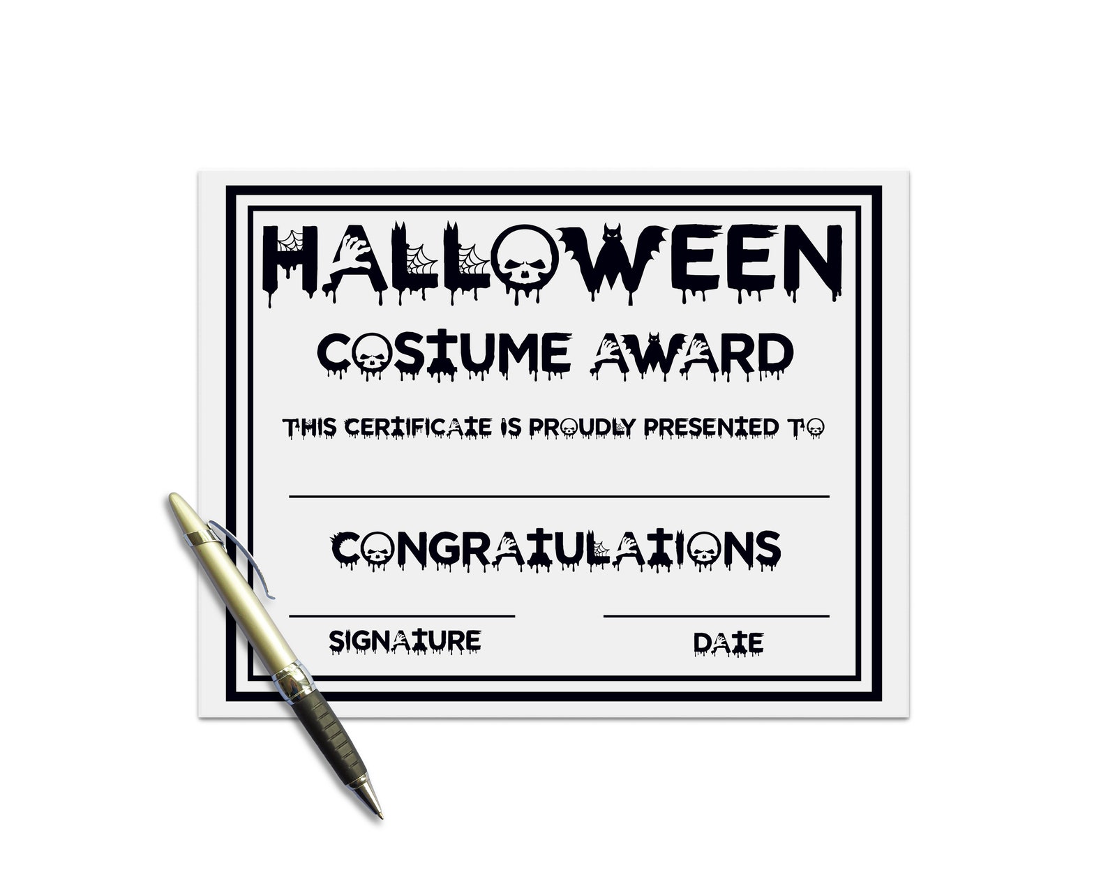 Halloween Certificate, Halloween Award, Halloween Costume Award ...