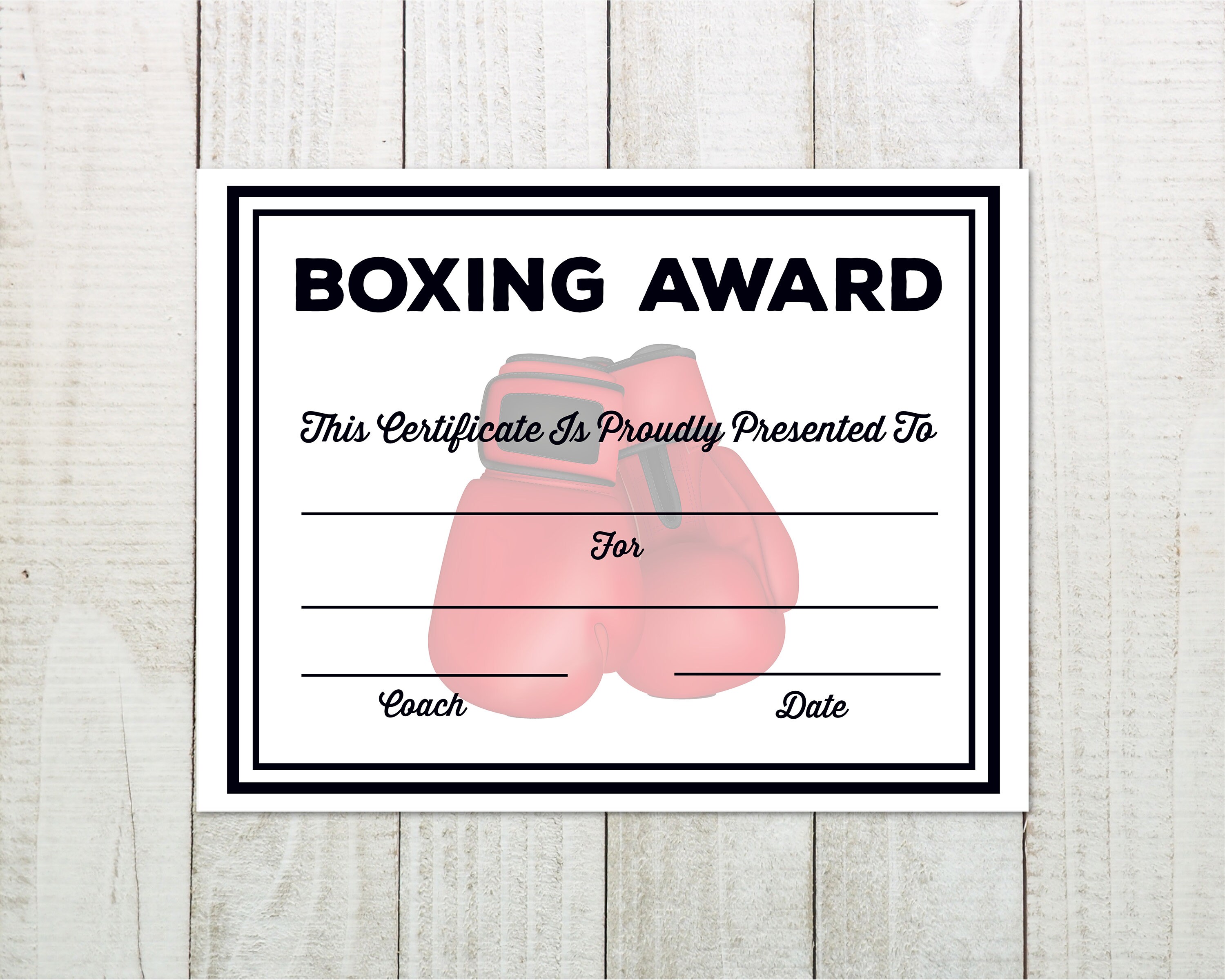 Boxing Certificate Instant Download / Boxing Award / Boxer - Etsy