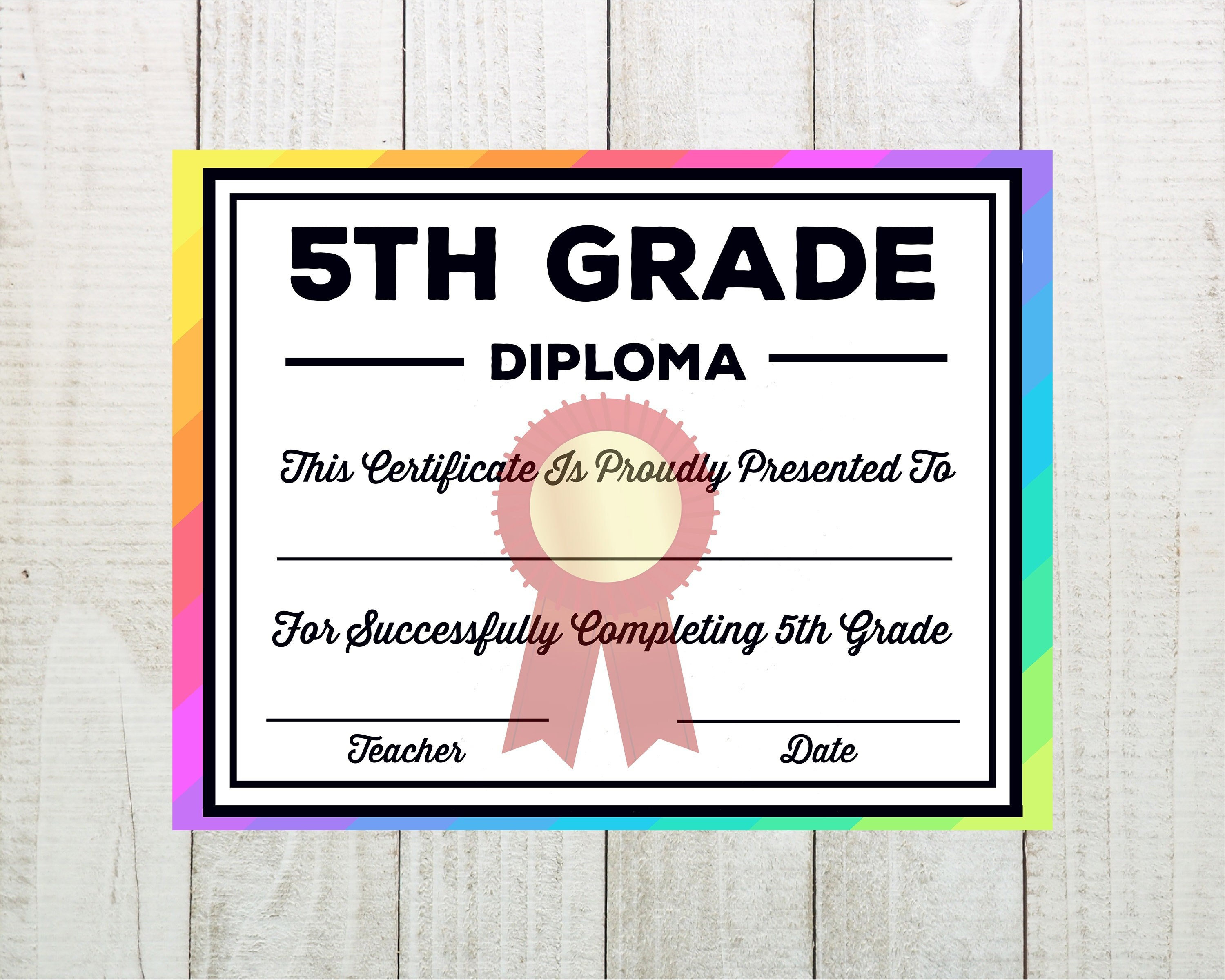 5th Grade Diploma, 5th Grade Graduation Diploma, 5th Grade Certificate ...