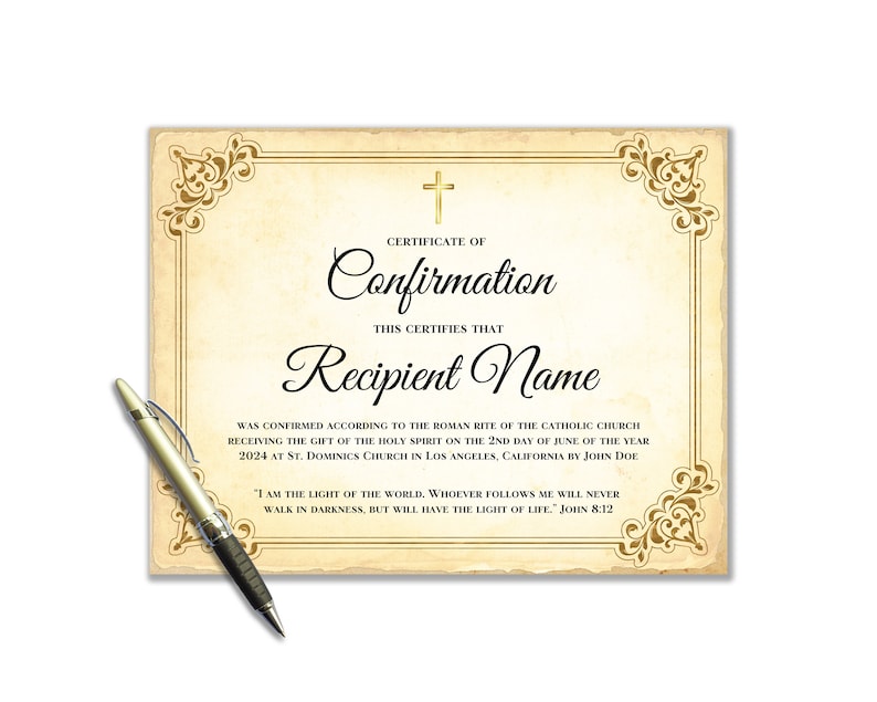 Certificate of Confirmation Template, Editable Confirmation Certificate ...