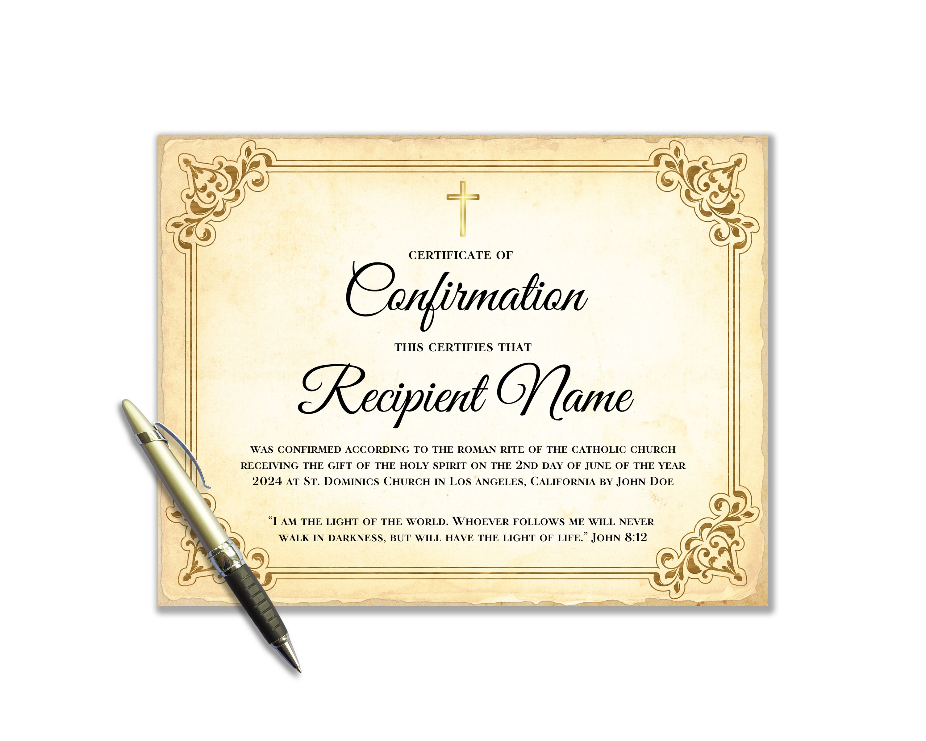 Certificate of Confirmation Template, Editable Confirmation Certificate ...