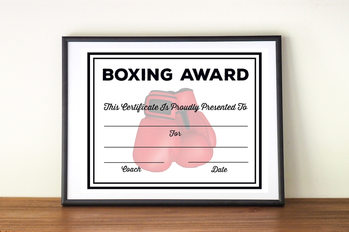 Boxing Certificate Instant Download / Boxing Award / Boxer - Etsy
