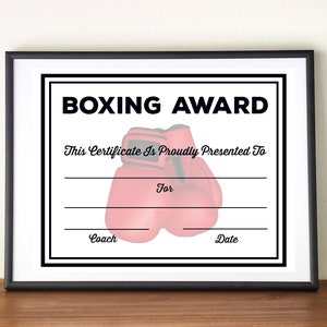 Boxing Certificate Instant Download / Boxing Award / Boxer - Etsy