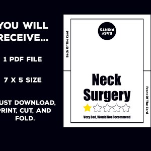 Printable Neck Surgery Card / Neck Surgery Card / Neck Surgery Gift ...