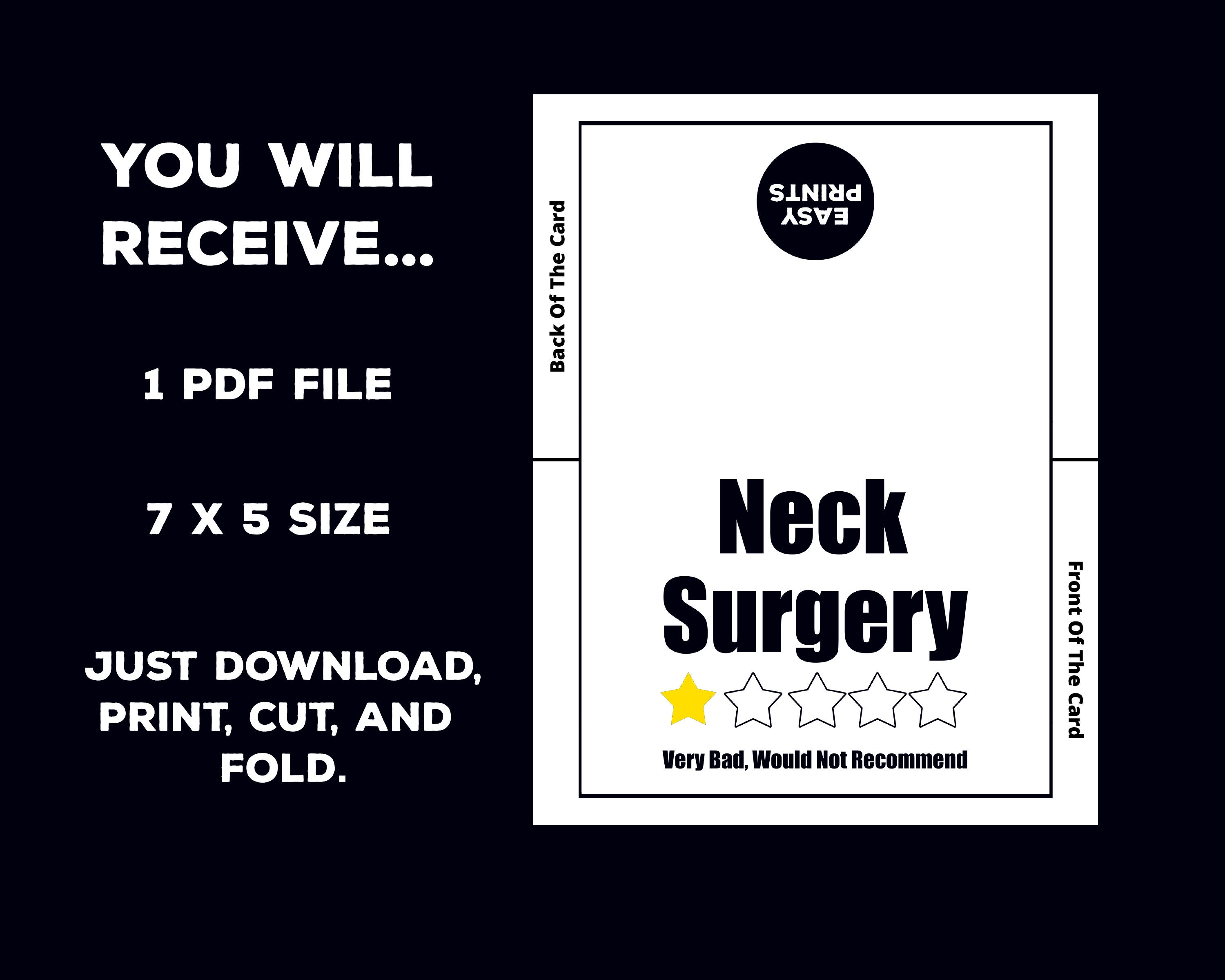 Printable Neck Surgery Card / Neck Surgery Card / Neck Surgery Gift ...