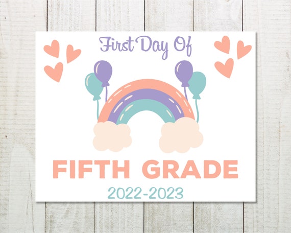 First Day of Fifth Grade Sign First Day of School Sign | Etsy