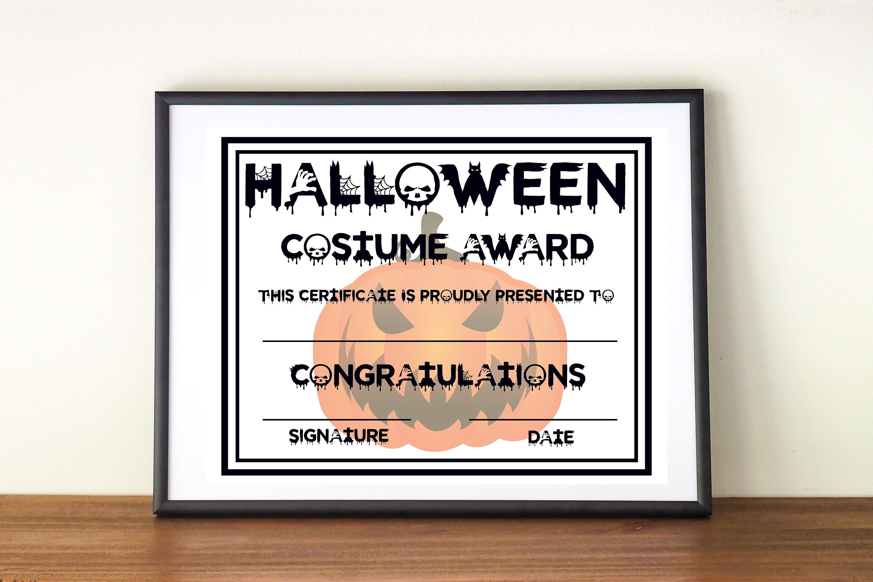 Halloween Certificate, Halloween Award, Halloween Costume Award ...