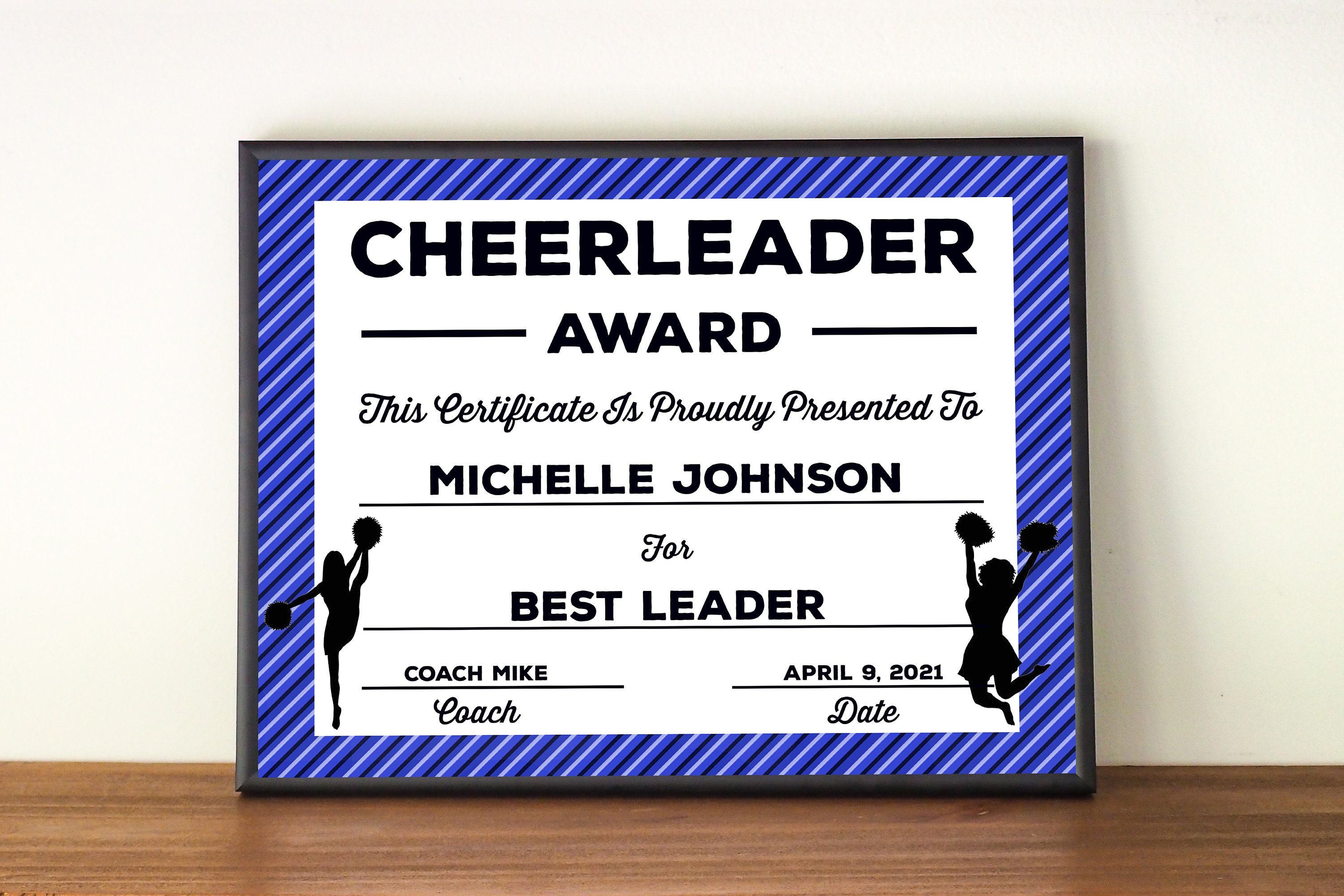 Personalized Cheerleader Certificate / Cheerleader Awards ...
