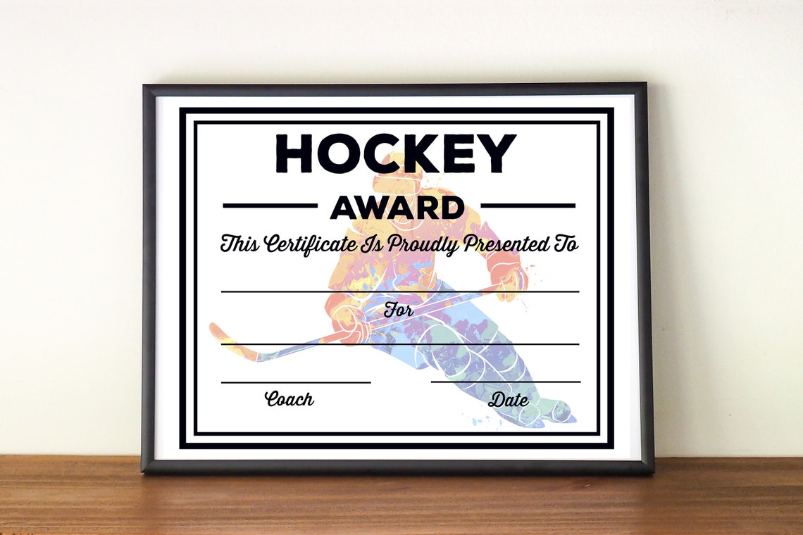 Hockey Certificate Instant Download / Hockey Awards / Hockey - Etsy