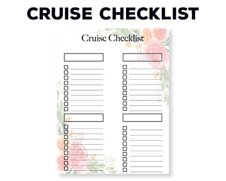 Printable Cruise Checklist, Cruise Planner, Printable Checklist, Cruise ...