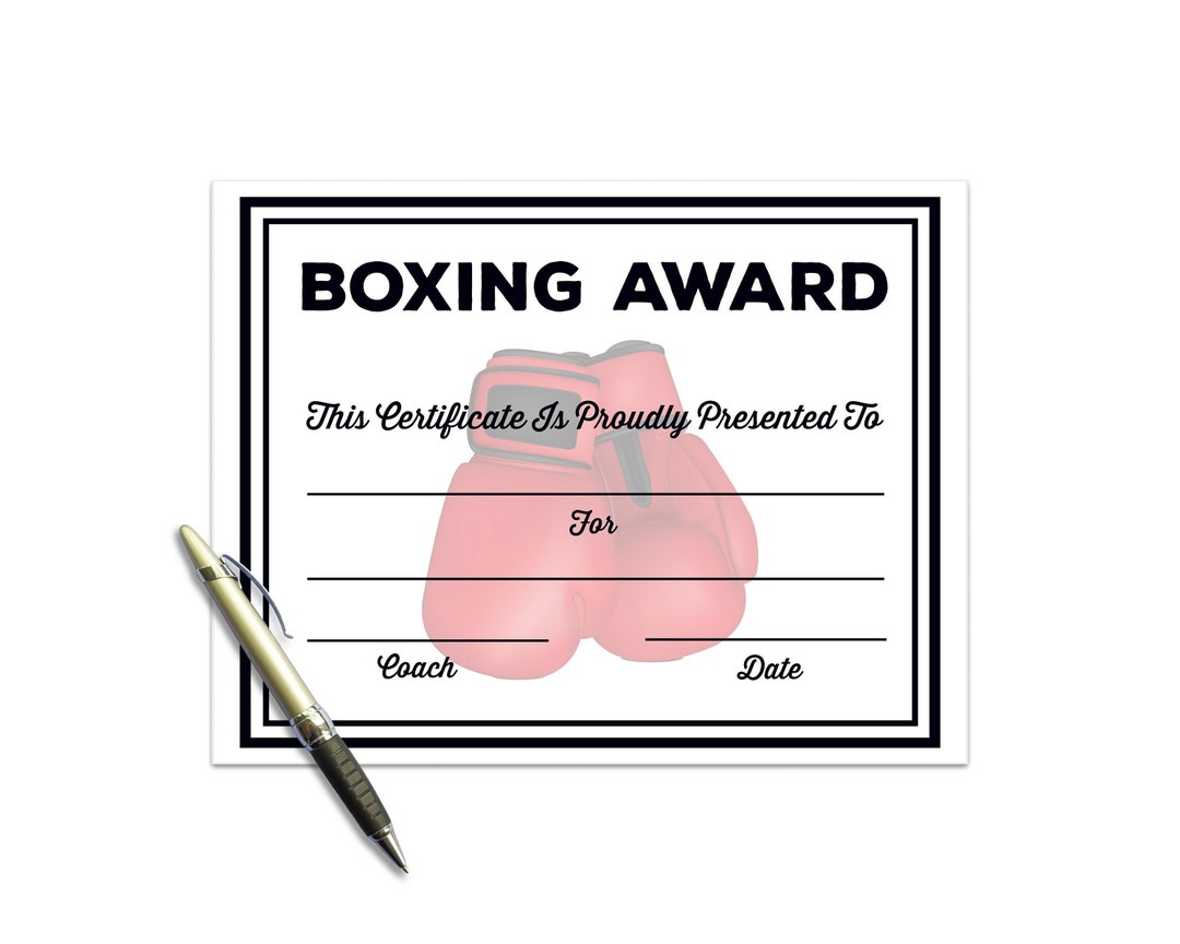 Boxing Certificate Instant Download / Boxing Award / Boxer - Etsy