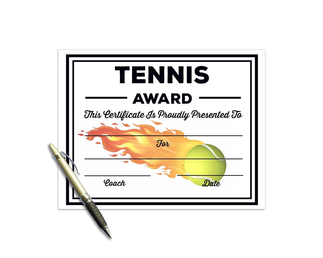 Tennis Certificate Instant Download / Tennis Awards / Tennis ...