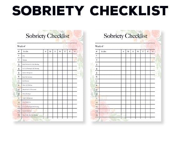 Printable Sobriety Checklist Sober Checklist Recovery | Etsy