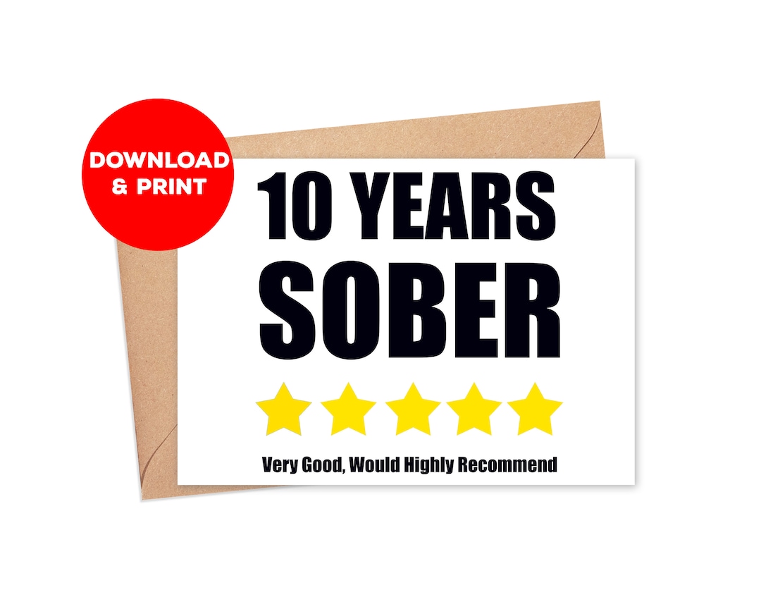 10 Years Sober Card / Sobriety Cards / Sober Anniversary Card / Sober ...