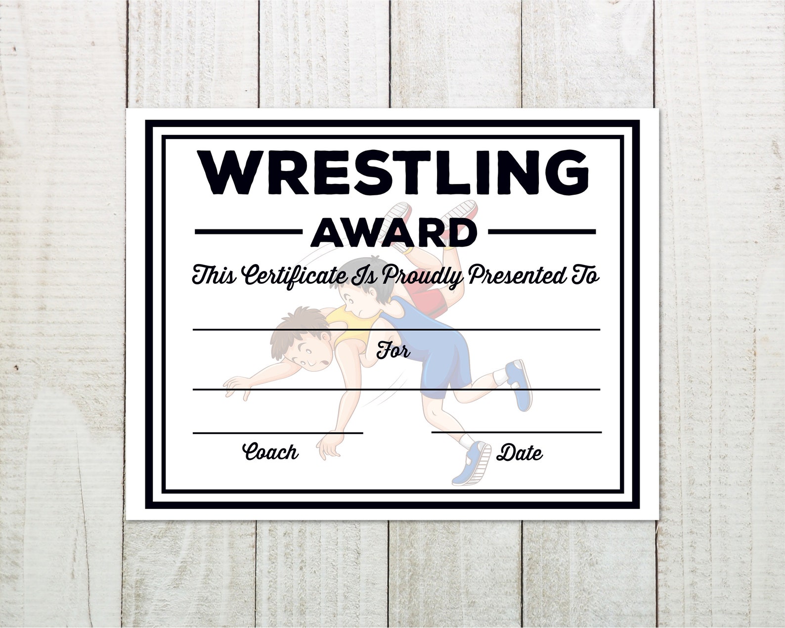 Wrestling Certificate Instant Download / Wrestling Awards / - Etsy