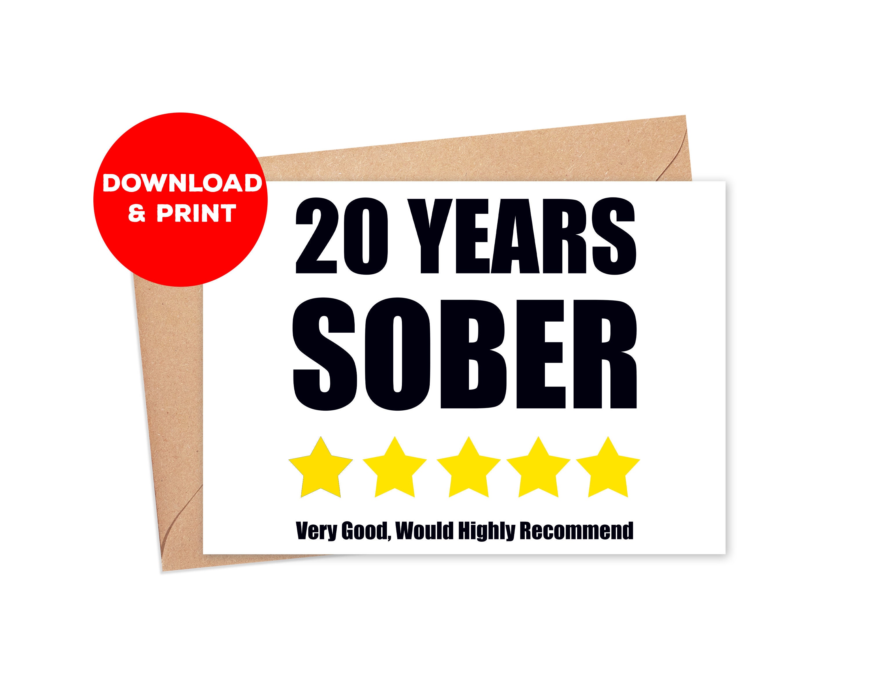 20 Years Sober Card / Sobriety Cards / Sober Anniversary Card - Etsy